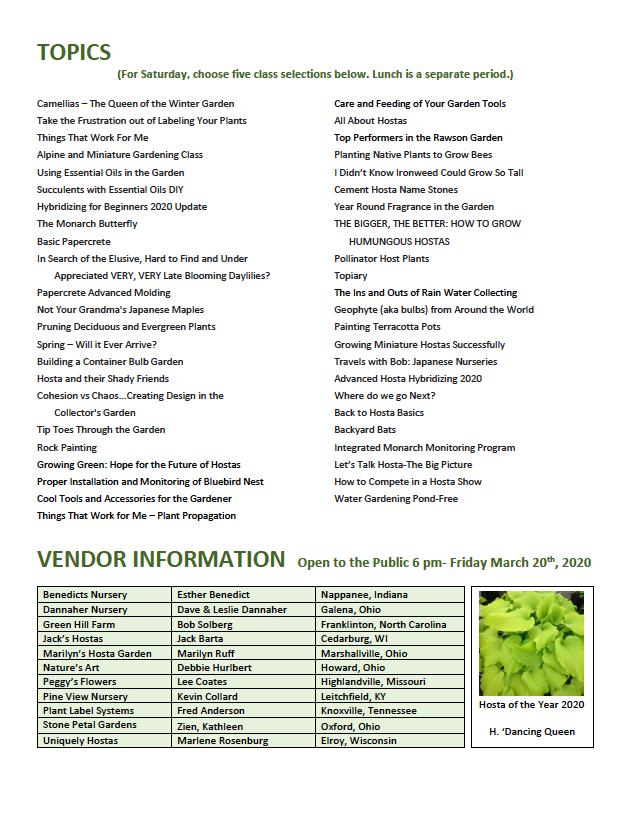2020 Hosta College – Daffodil and Hosta Society of Western Pennylvania