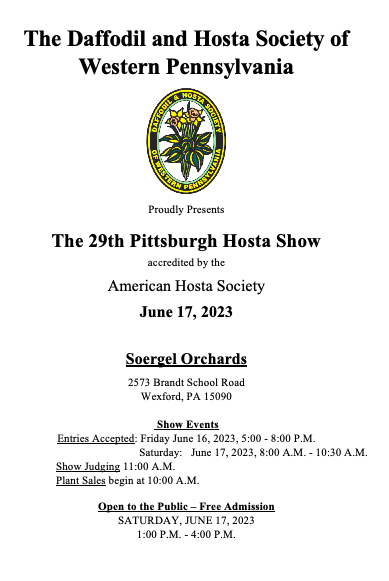 2023 Hosta Show – Daffodil and Hosta Society of Western Pennylvania